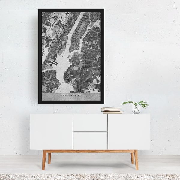 New York City Map of New York in Grey Maps Minimal Art Print/Poster ...