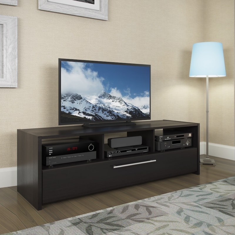 Naples Black TV Bench, for TVs up to 75" - Overstock - 8965779