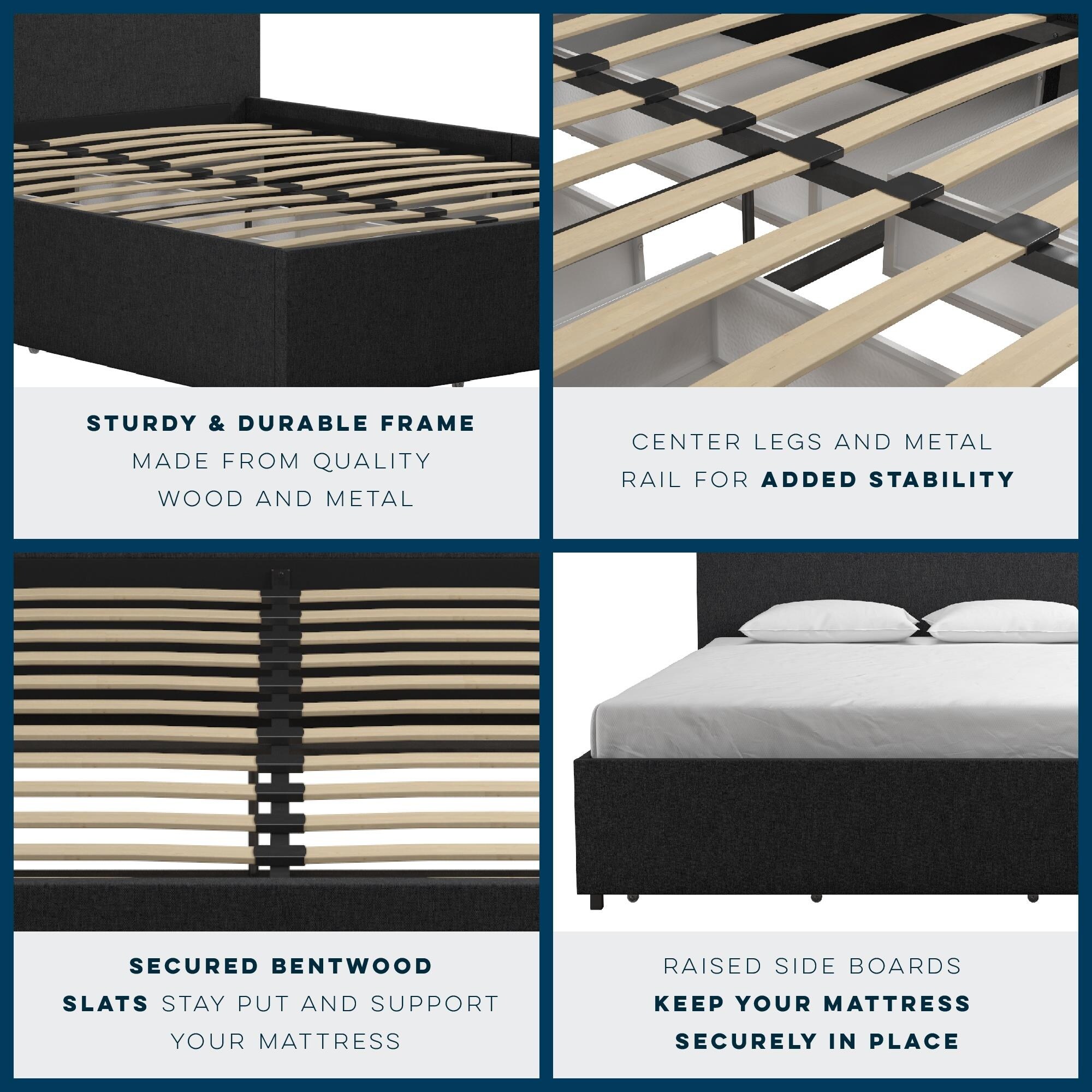 Novogratz kelly upholstered bed with storage stores store