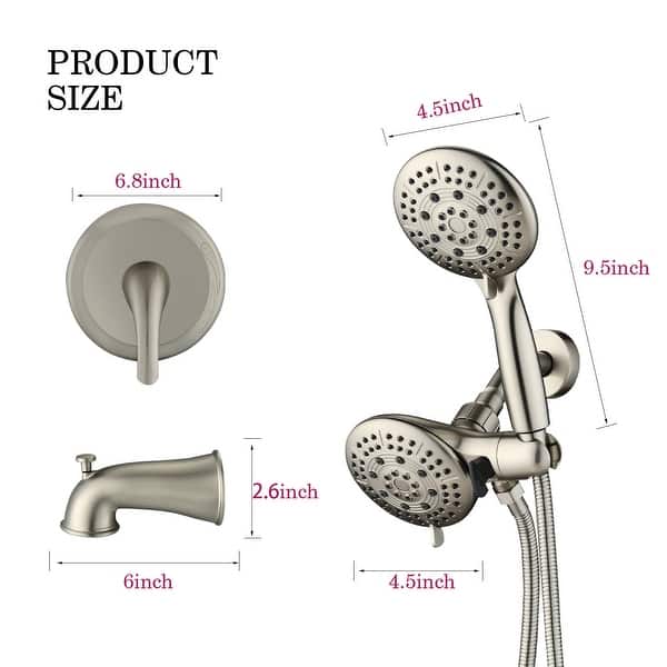 Vanityfair Rain Showerhead and Handheld Shower Combo Set with Tub Spout ...