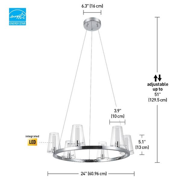 Carter 20W LED Integrated Energy Star 6-Light Chrome Chandelier - Bed ...