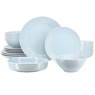 Elama Emilia 16 Piece Double Bowl Stoneware Dinnerware Set in Light ...