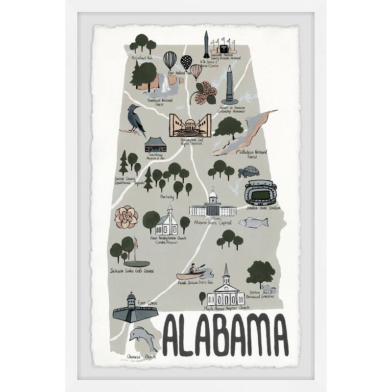 'Gray Alabama Spots' Framed Painting Print - Overstock - 33068769