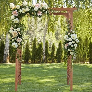 Beautiful And Practical Flat-Topped Wooden Garden Arch, Dark Brown ...