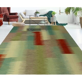 Hand-Woven Winchester Kilim Nilsa Ivory/Rust Rug - 8'2" x 9'10" - Bed ...