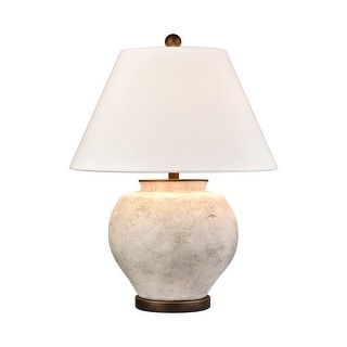 Elk Home Erin Aged White With White Linen Empire Shade Table Lamp - Bed ...