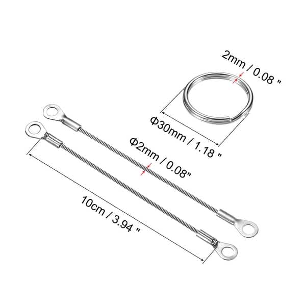 Stainless Steel Lanyard Cable 1.5mmx10cm, 6 Pack Rope with 12 Pack Key ...