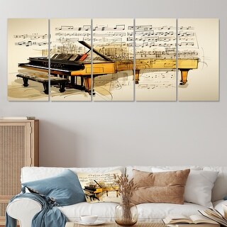Designart - Vintage Musical Score Vintage Illustration - Piano Canvas ...