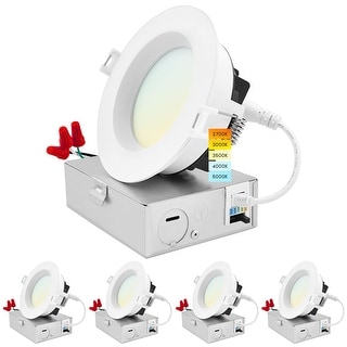Luxrite 4" LED Recessed Ceiling Light J-Box 15W 5 Color Selectable ...