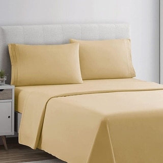 4pc California King Size Deep Pocket Bed Sheets Set Camel Gold - Bed ...