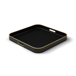 American Atelier Serving Square Tray with Gold Trimming & Handles - Bed ...