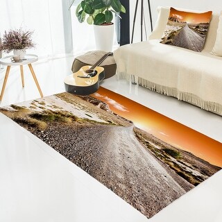 Designart 'Sunset Desert with Pebble Road' Landscape Area Rug - Bed ...