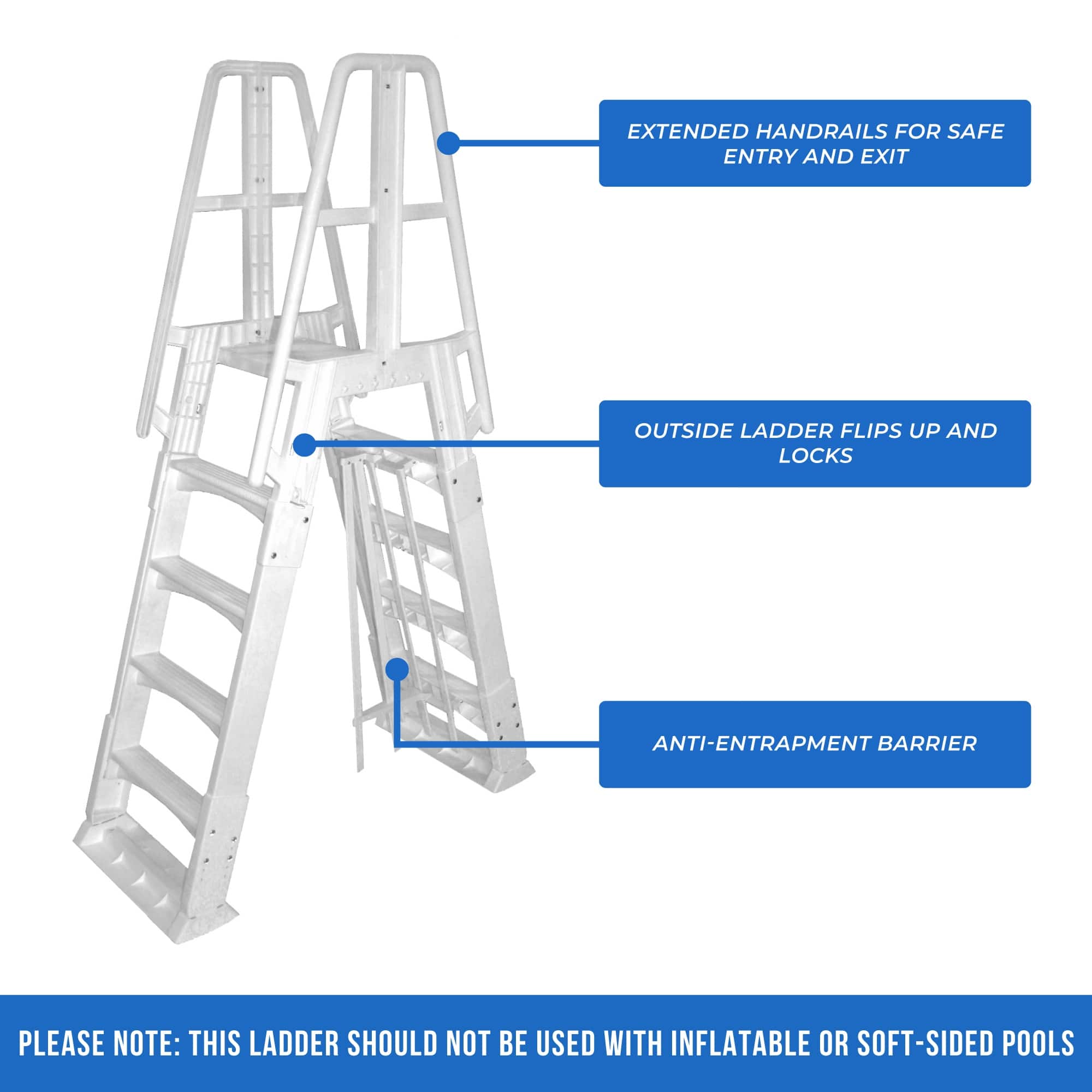 Blue Wave Premium A-Frame Above Ground Pool Ladder - White - Bed Bath ...