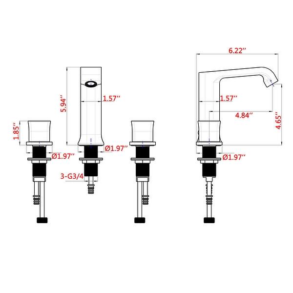 BATHLET Widespread Bathroom Sink Faucet 2 Handle 3 Hole Basin with ...