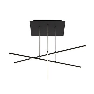 3-Light L45.8" Matte Black Frame LED Ceiling Fixture with Hanging Stick ...