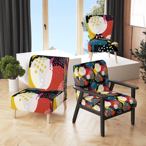 Designart Multicolor Circle Pattern Upholstered Patterned Accent Chair and Arm Chair On Sale Bed Bath Beyond 37831231