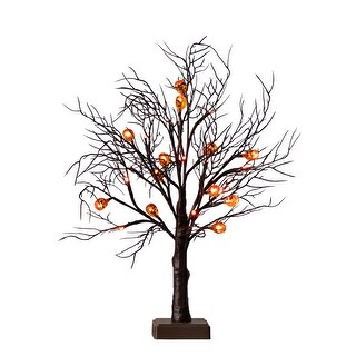 22-in Pre-Lit Artificial Halloween Brown Twig Tree with 12 Lights ...