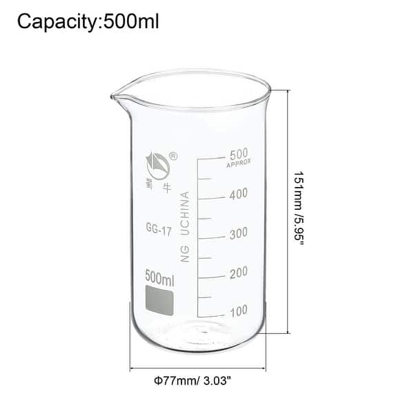 2pcs 500ml Tall Form Glass Beaker 3.3 Borosilicate Lab Measuring Cups - Clear - Bed Bath ...