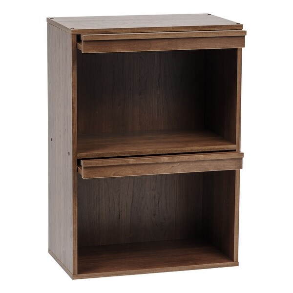IRIS 2 Tier Wood Shelf with Pocket Doors Bed Bath Beyond 32411867
