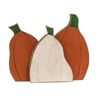 Rustic Wood Standing Primitive Pumpkin Trio - 12" x 1.5" x 10" - Bed ...