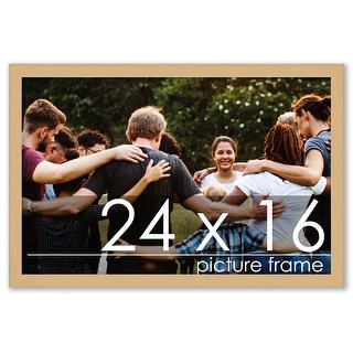 24x16 Traditional Natural Complete Wood Picture Frame with UV Acrylic, Foam Board Backing ...