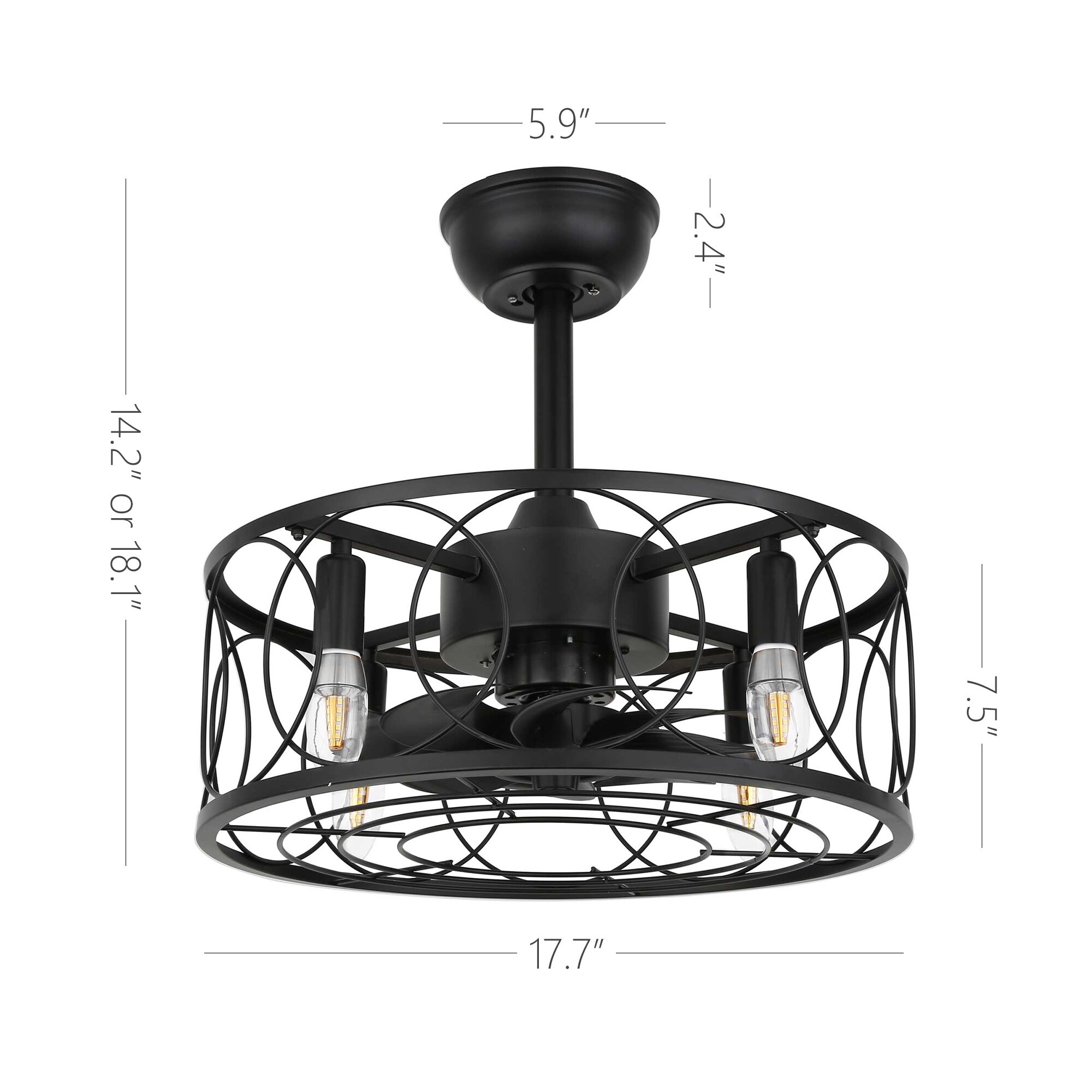 GetLedel 18-inch 8-Blade Caged Ceiling Fan with Remote Control and ...