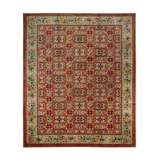 Handwoven Wool Red Transitionalundefined Floral Spanish Style Rug - 9'6 ...