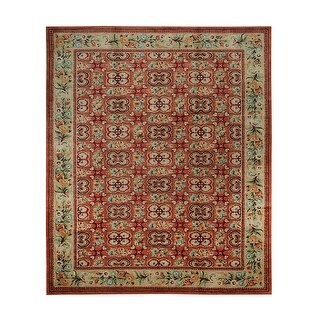 Handwoven Wool Red Transitionalundefined Floral Spanish Style Rug - 9'6 ...