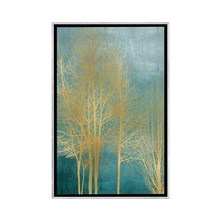 iCanvas "Gold Trees On Aqua Panel I" by Kate Bennett Framed - Bed Bath ...
