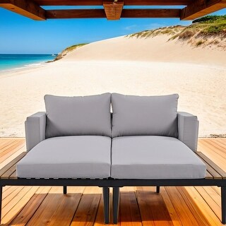 Modern Outdoor Daybed Patio Metal Daybed With Wood Topped Side Spaces ...