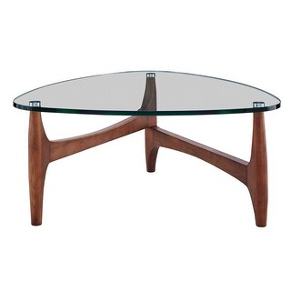 Mod Soft Triangle Clear Glass and Walnut End Table - 35.44' x 35.44' 15 ...