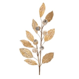 Beaded Gold Leaf Stem (Set of 2) - N/A - Bed Bath & Beyond - 40839386