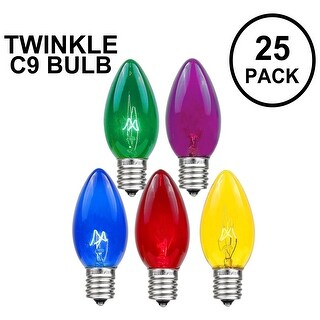 25 Pack C9 Twinkle Outdoor Christmas Replacement Bulbs, C9/E17 Base ...