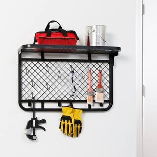 Honey-Can-Do Black Steel Garage Grid Wall Shelf - Bed Bath & Beyond ...