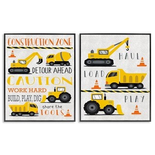 Stupell Construction Zone Trucks & Phrases Framed Giclee Art Design By ...