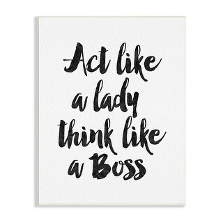 Stupell Lady Boss Calligraphy Sign Girl Power Design Wood Wall Art ...