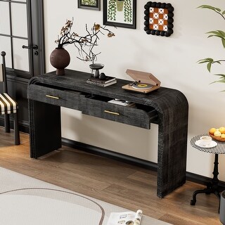 Unique Retro Silhouette Console Table with Open Design and Two Drawers ...