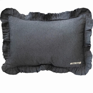 Rectangular Gray With Ruffled Pleated Edges Cushion Cover - Bed Bath ...