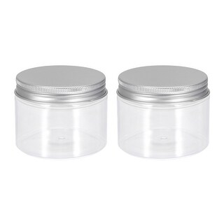 2Pcs 300ml Clear Plastic Jars with Silver Lid Food Storage Container ...