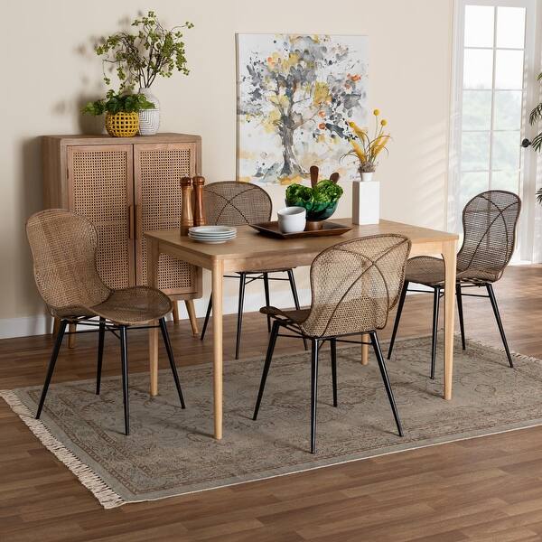Sabelle Japandi Wood and Rattan Dining Set - On Sale - Bed Bath ...