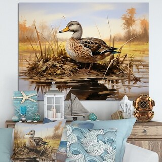 Designart "Waddling Duck In The Countryside I" Duck Wall Décor Brown ...