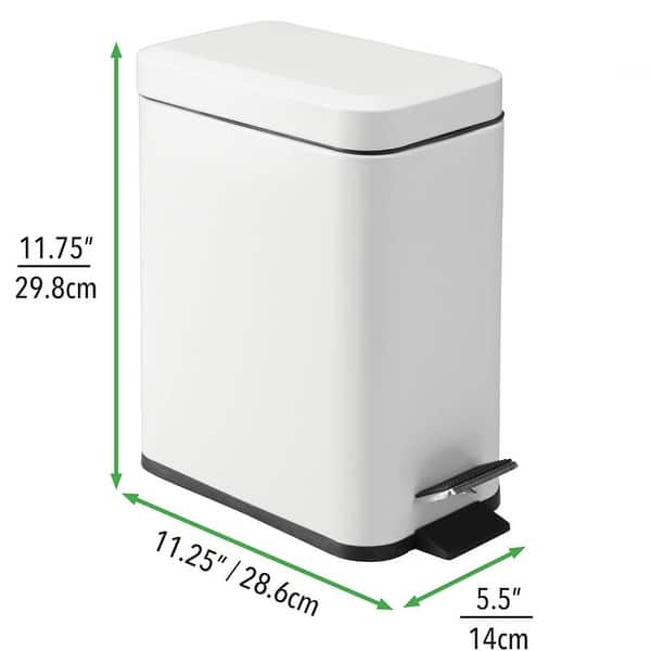 1.3 Gallon Trash Can Rectangle Metal Lidded Step Garbage Bin with ...