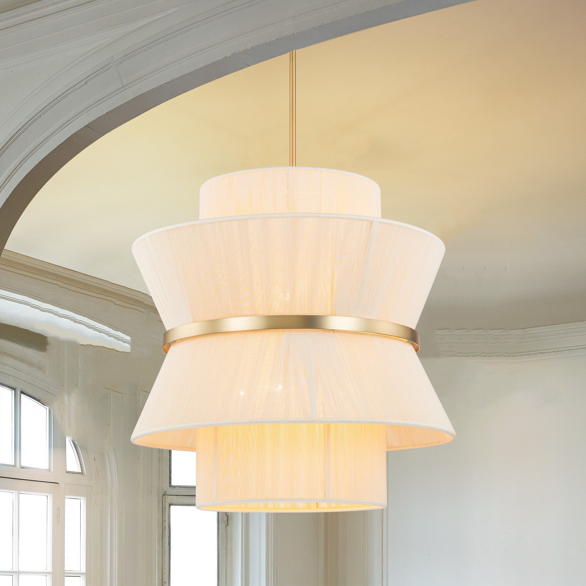 6-light Modern Boho Hand-wrapped Woven Chandelier Natural Ivory Rope ...