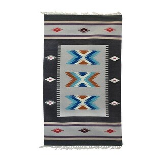 Handmade Geometric Beauty Wool dhurrie rug (India) - 3'6" x 5'8" Oval ...