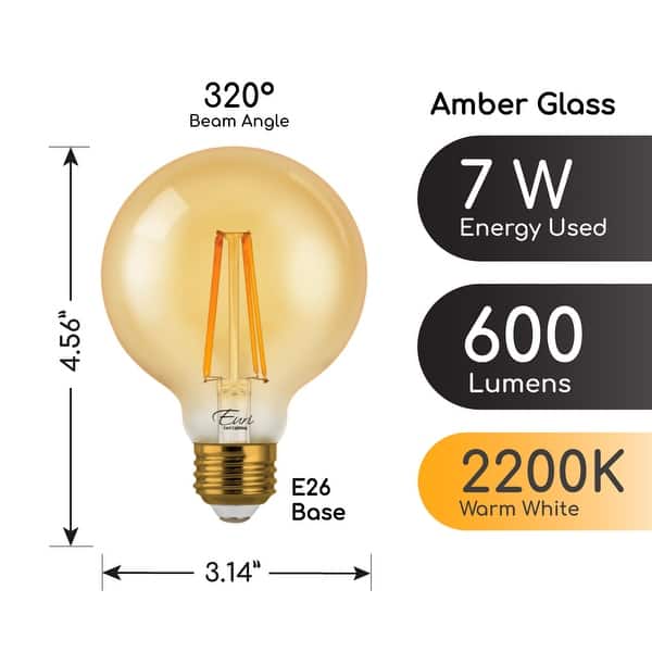 Euri Lighting Dimmable LED G25 Globe Filament, 7W (75W Equal) 600lm, 80 ...