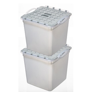 STARPLAST Stacking Storage Bin with Hinged Lid, 2 Pack - Bed Bath ...