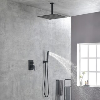 Matte Black Shower Set System Bathroom Luxury Rain Mixer Shower Combo ...