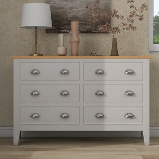 Gray Country Gray Solid Oak 6 Drawers Dresser with Elephant Grey Finish ...