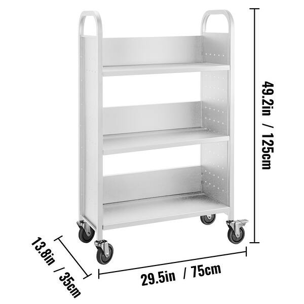 VEVOR Book Cart Library Cart 200lb Capacity with L-Shaped Shelves in ...