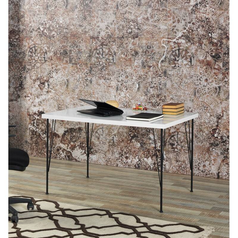 Wood top module With Metal Legs Study Desk - Overstock - 32580697